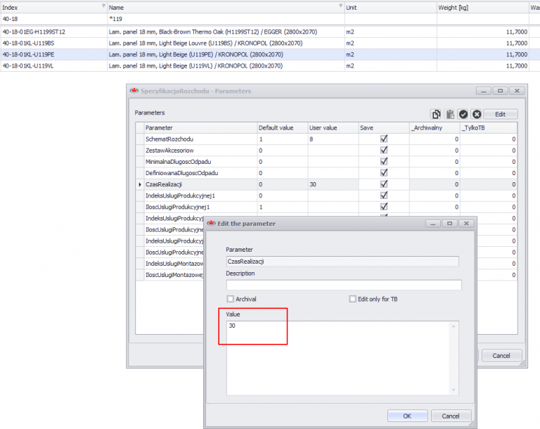 Material for special order – Komandor Software